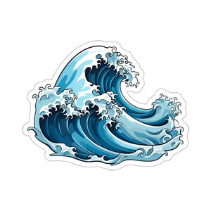 Ocean Wave Sticker Decal, Sea Japanese Art Vinyl Laptop Cute ...