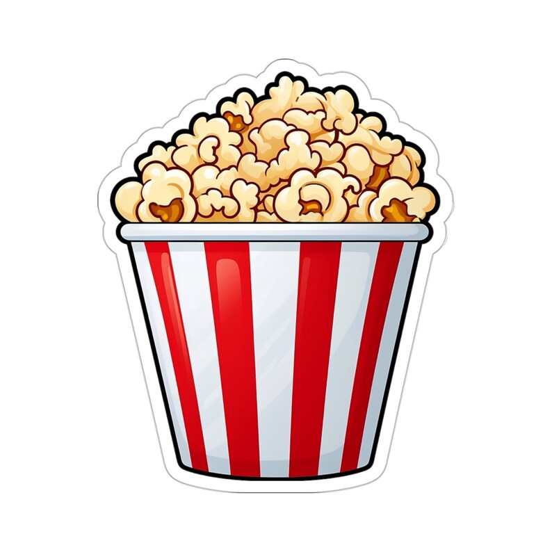 Popcorn Bucket Sticker Decal, Red White Striped Food Art Vinyl Laptop ...