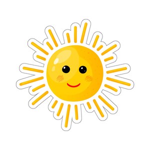 Sun Sticker, Sunshine Sunrays Laptop Decal Vinyl Cute Waterbottle ...