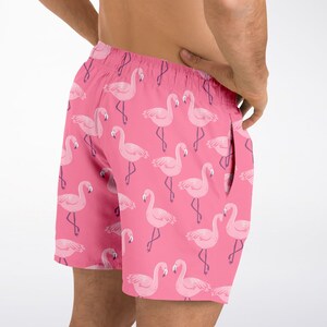 Pink Flamingo Men Swim Trunks, Bird Shorts Beach Surf Swimwear Male ...