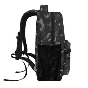 Black Camo Backpack, Camouflage Grey Gray Men Women Kids Gift School ...