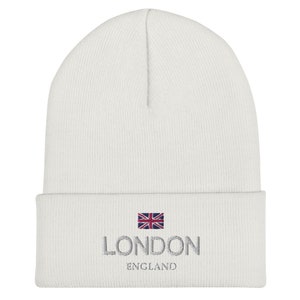 London Embroidered Cuffed Beanie, England UK Flag Embroidery Party Men ...