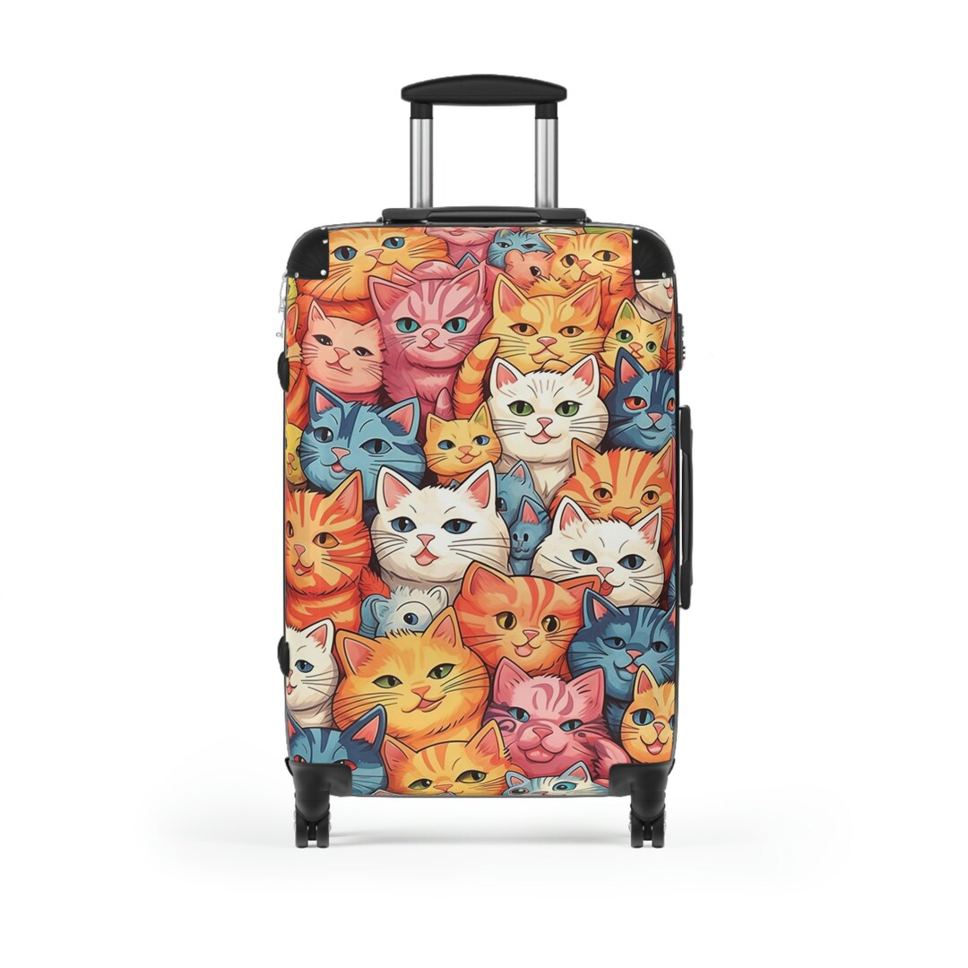 Cats Suitcase Luggage, Kittens Carry on With 4 Wheels Cabin Travel ...