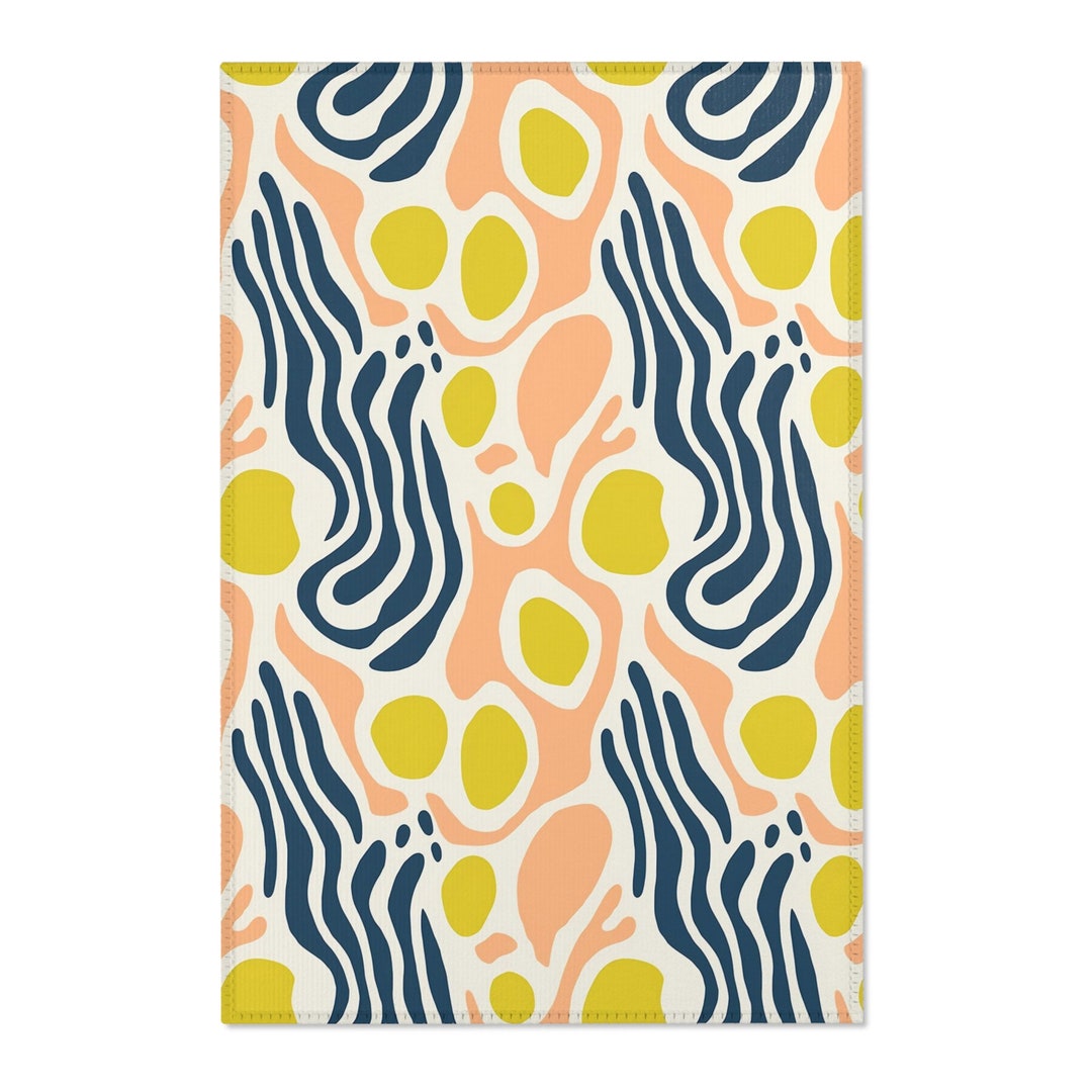 Abstract Area Rug Carpet, Modern Art Yellow Blue Home Floor Decor Chic ...