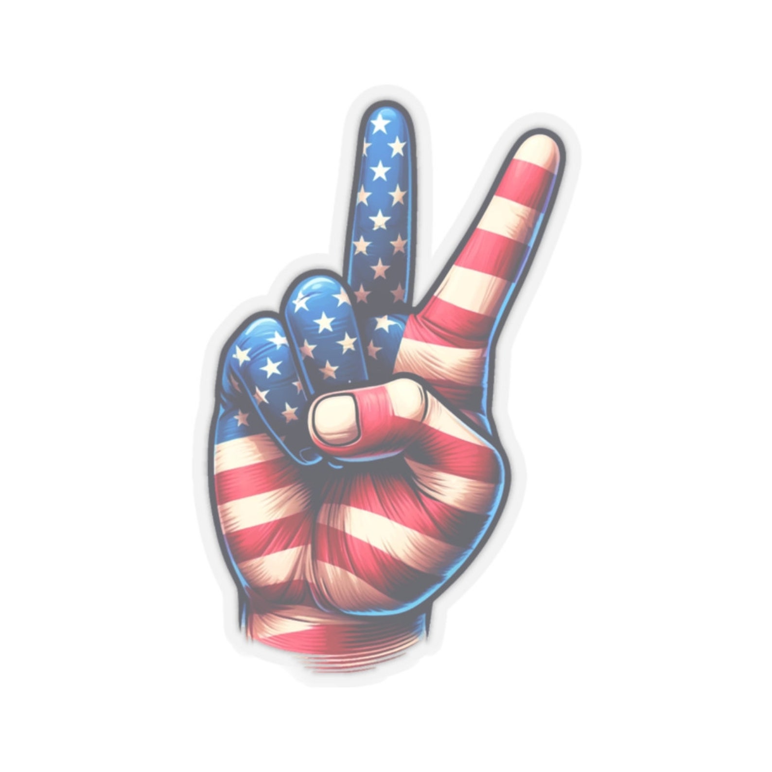 Hand Peace Sign Sticker Decal, American Flag Patriotic Art Vinyl Laptop ...