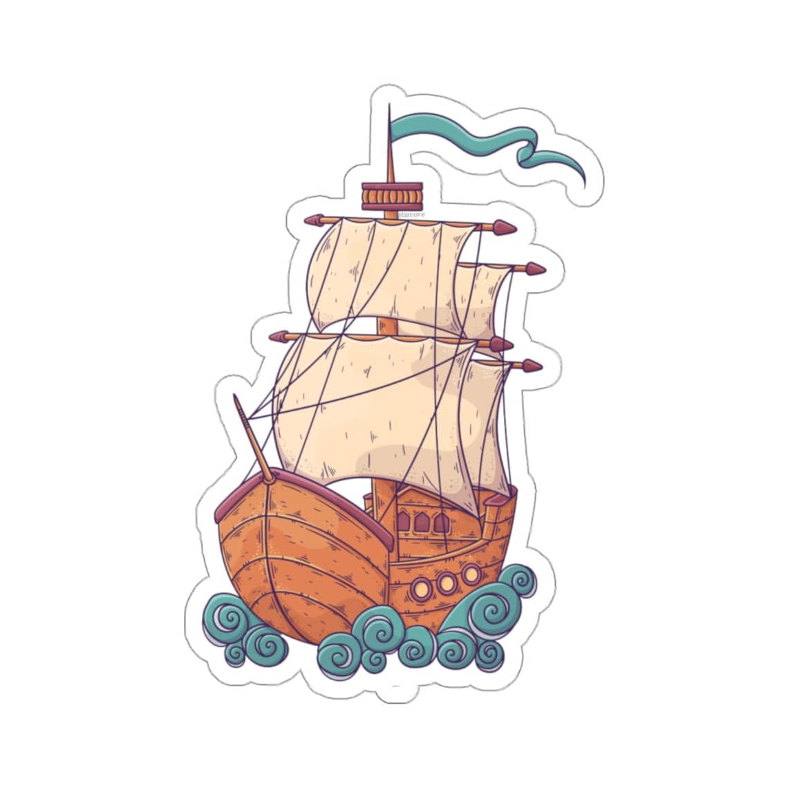 Pirate Ship Sticker, Ocean Boat Laptop Decal Vinyl Cute Waterbottle ...