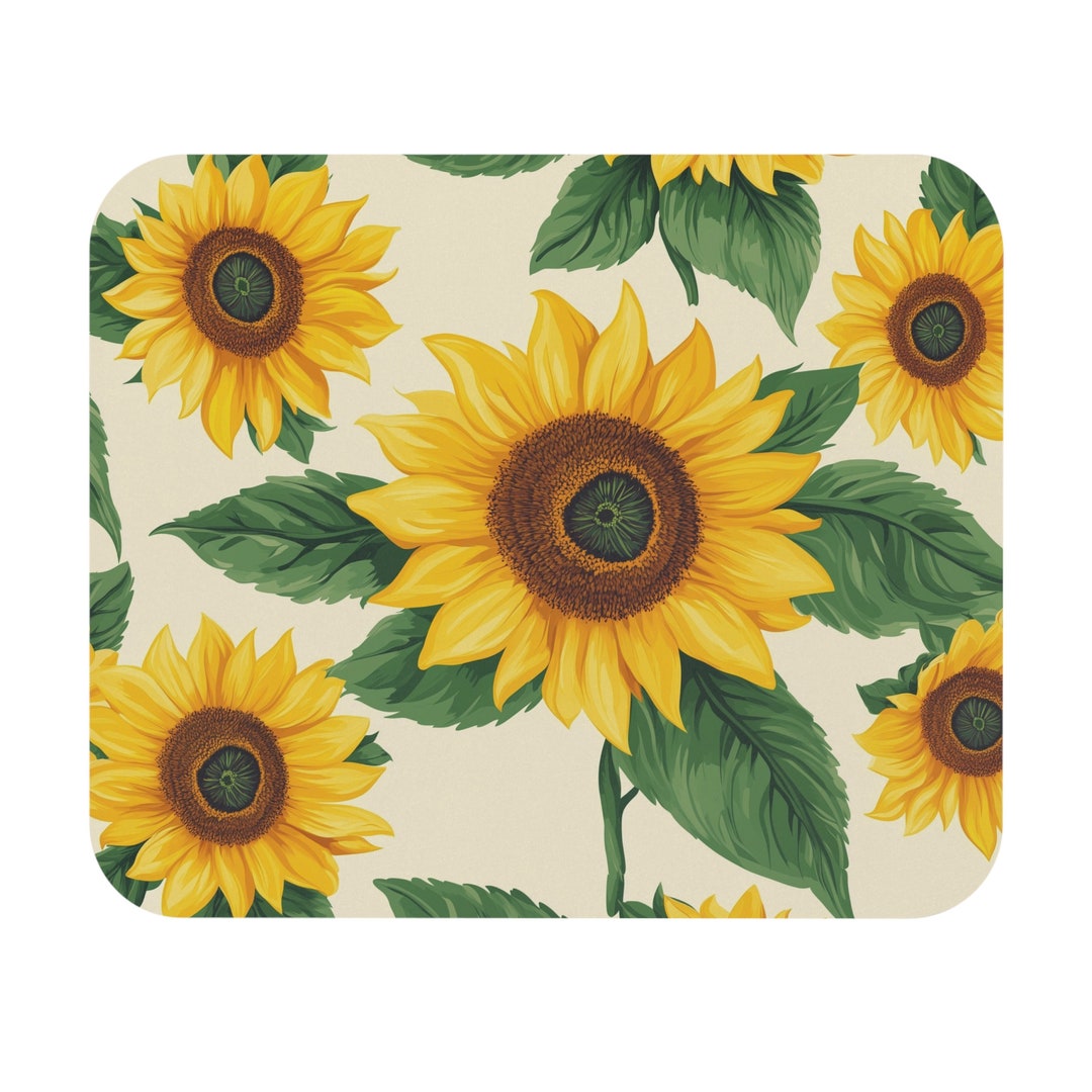 Sunflowers Mouse Pad, Yellow Floral Flowers Computer Gaming Unique ...