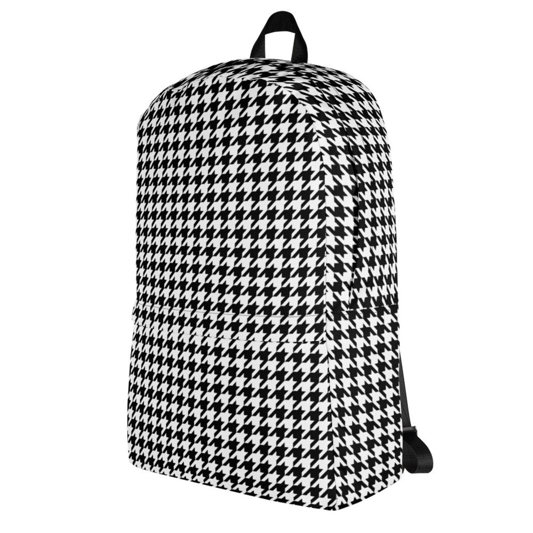 Houndstooth Backpack, 15" Laptop Black White Men Women Kids Gift Him ...