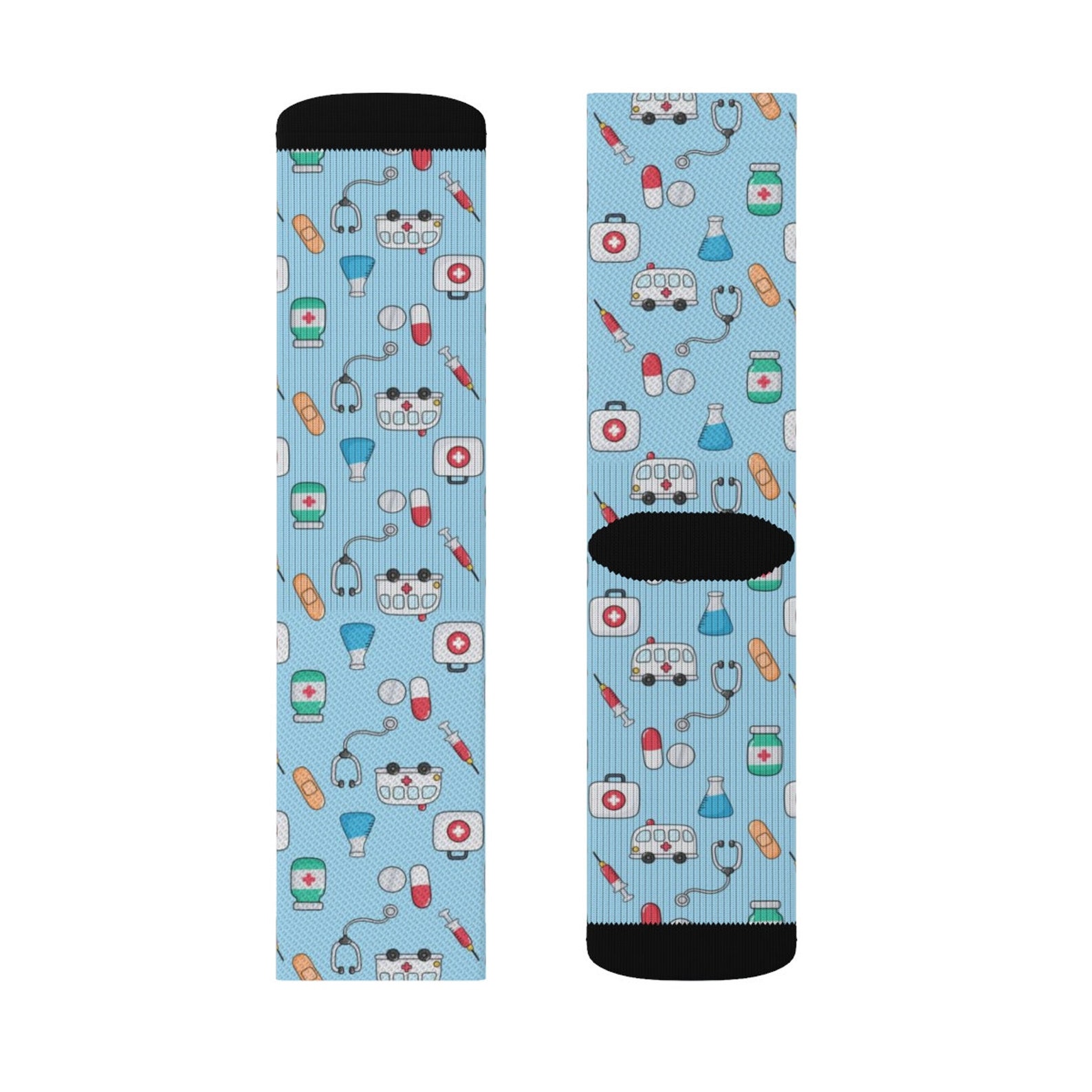 Medical Print Socks, 3D Sublimation Socks Doctor Nurse Pharmacy Pattern ...