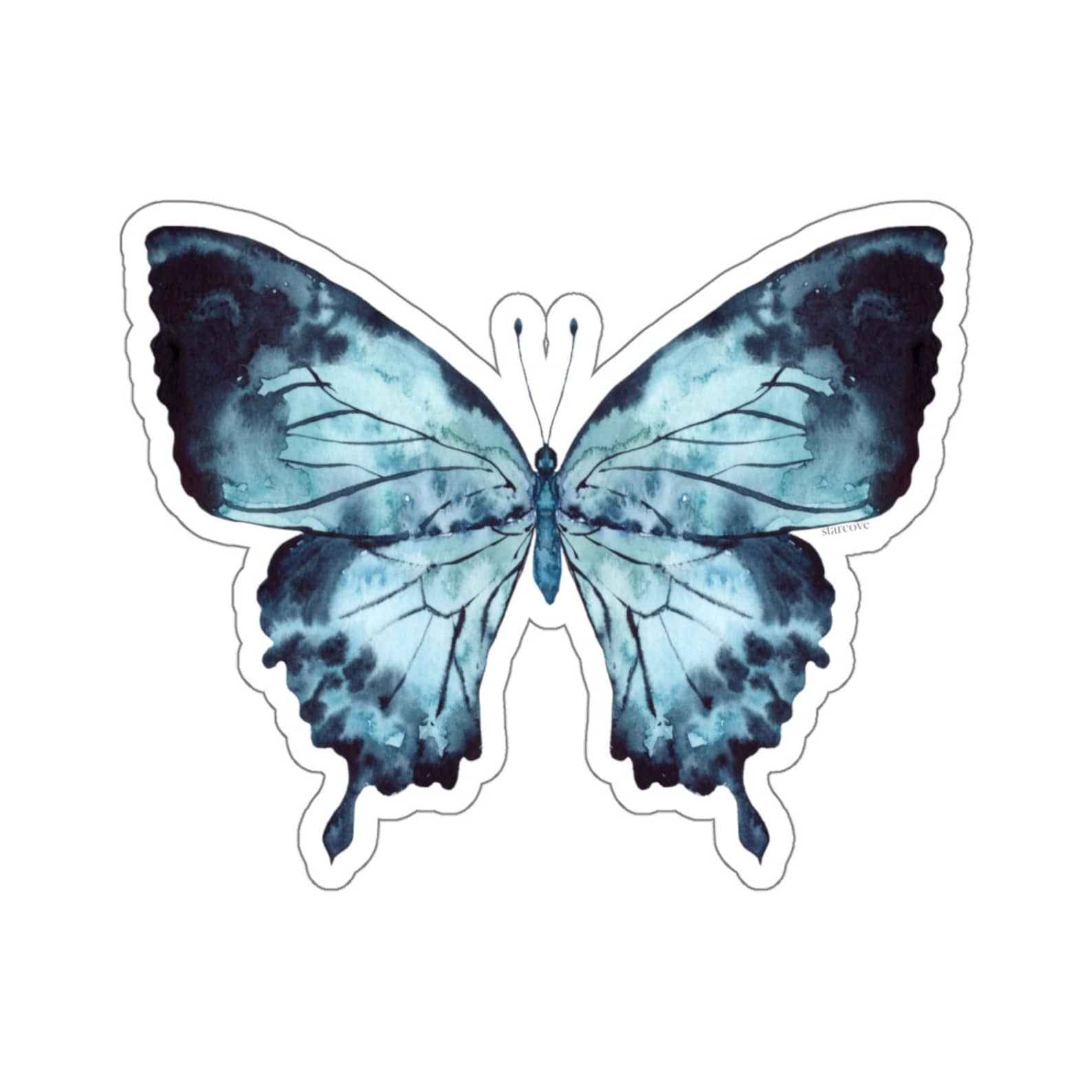 Blue Watercolor Butterfly Sticker Art Die Cut Laptop Decal | Etsy