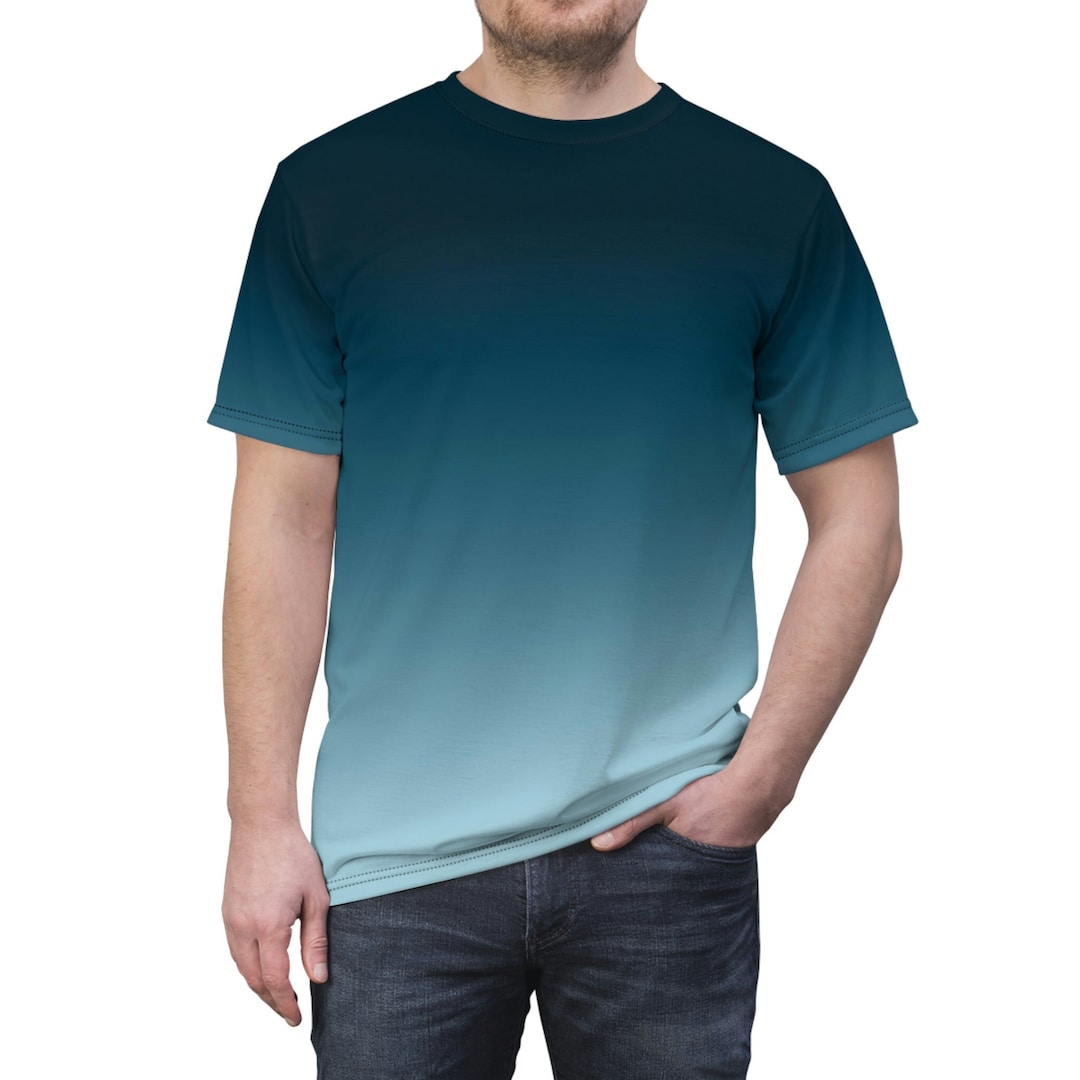 Blue Ombre Tshirt, Dark to Light Gradient Dip Tie Dye Men Women Adult ...