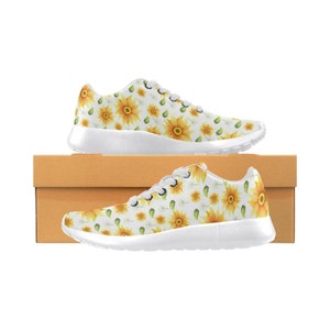Sunflower Shoes, Cute Yellow Flowers Floral Women Sneakers, Dandelion ...