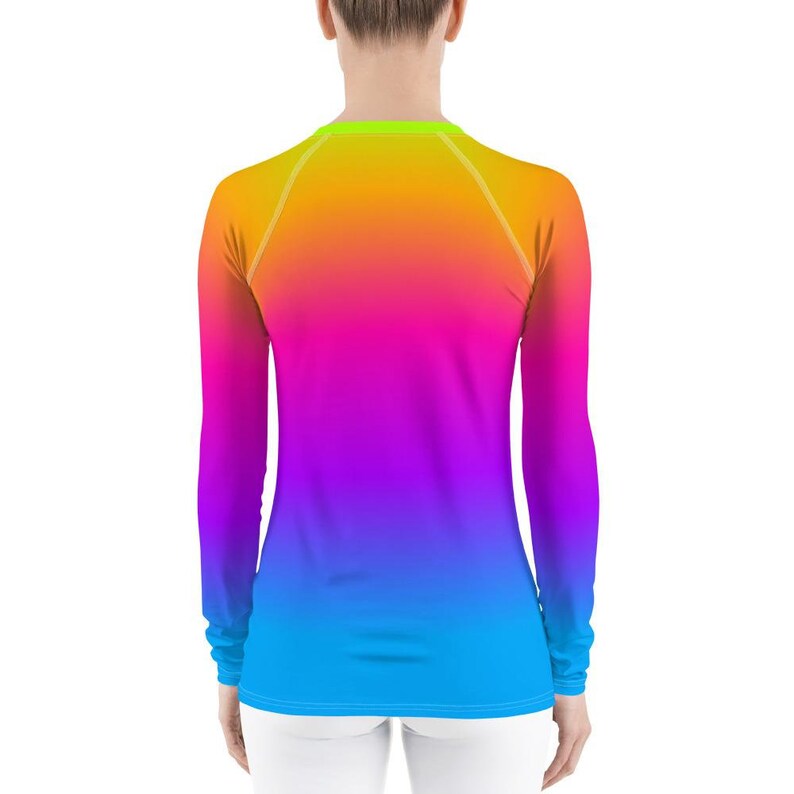 Women's Rash Guard, Pop Rainbow Colors, Neon Tie Dye Surf Wear, Printed ...