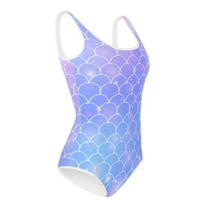 MERMAID Youth Girls Swimsuit, Purple Sparkle Printed Kids Young ...