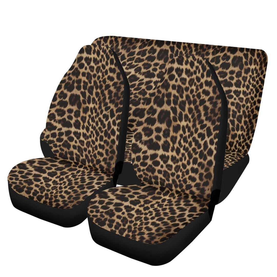 Leopard Front Back Car Seat Covers Full Set (4 Pcs), Animal Cheetah ...
