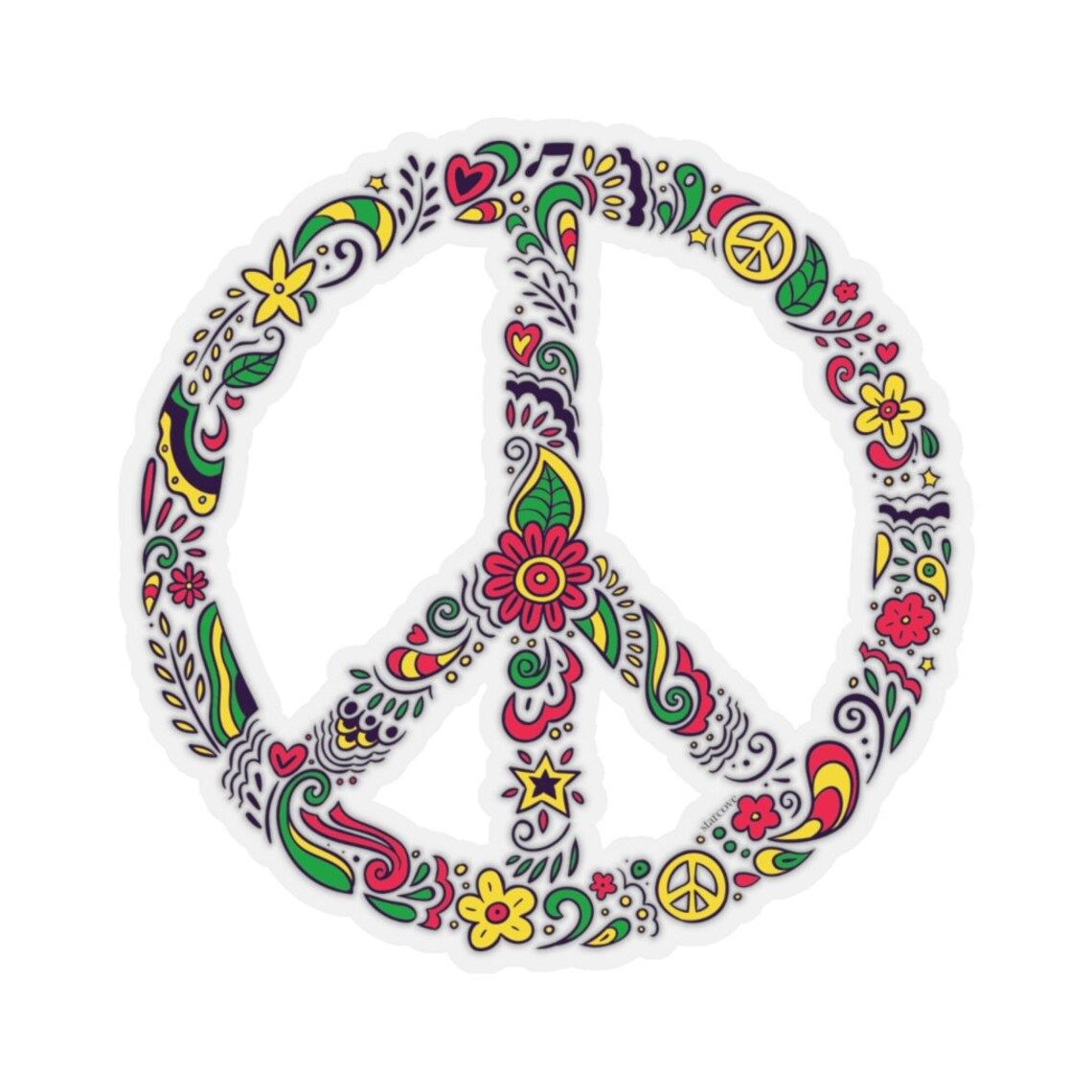 Flower Peace Sign Sticker, Floral Love Symbol Laptop Decal Vinyl Cute ...