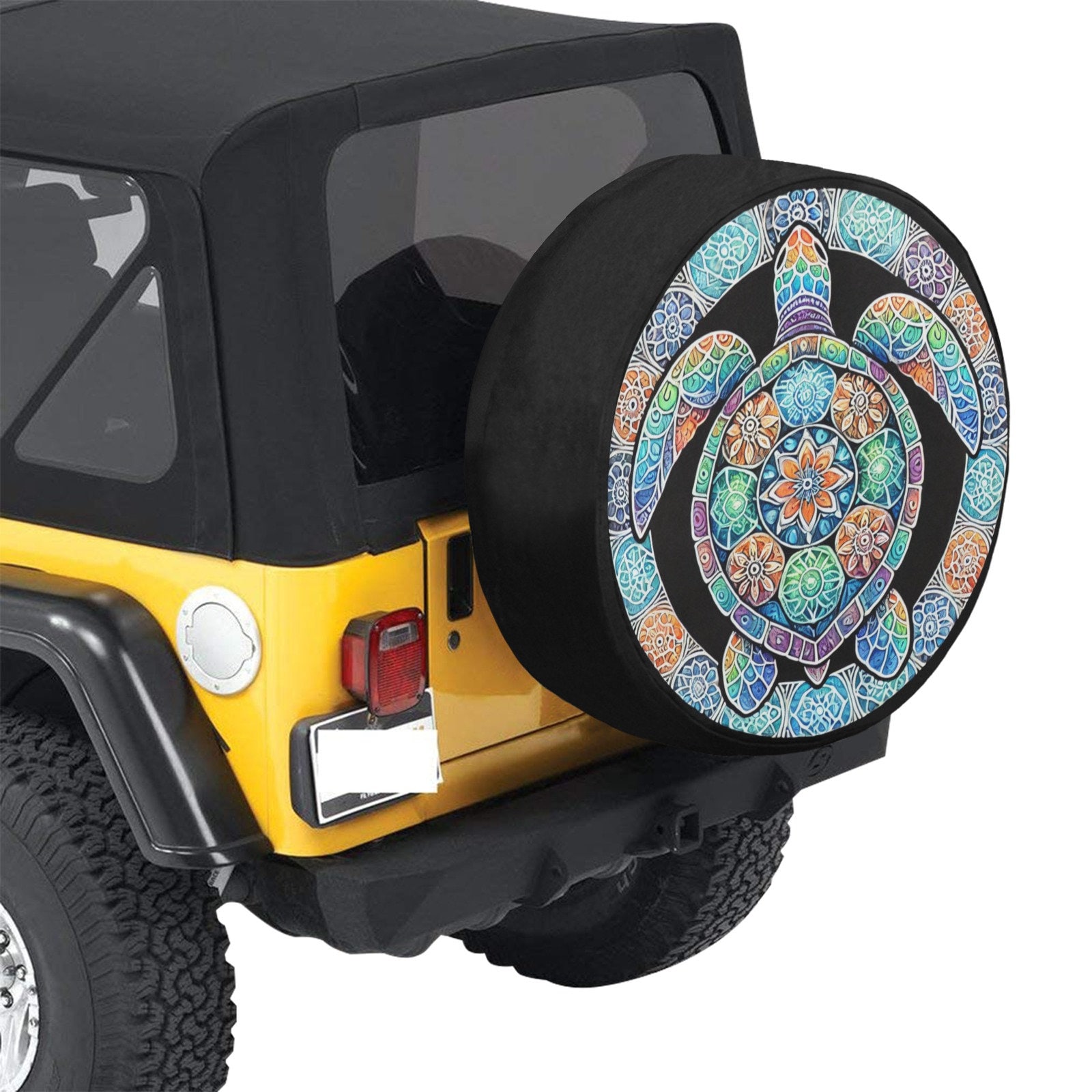 Mandala Sea Turtle Spare Tire Cover, Colorful Watercolor Art Rear ...