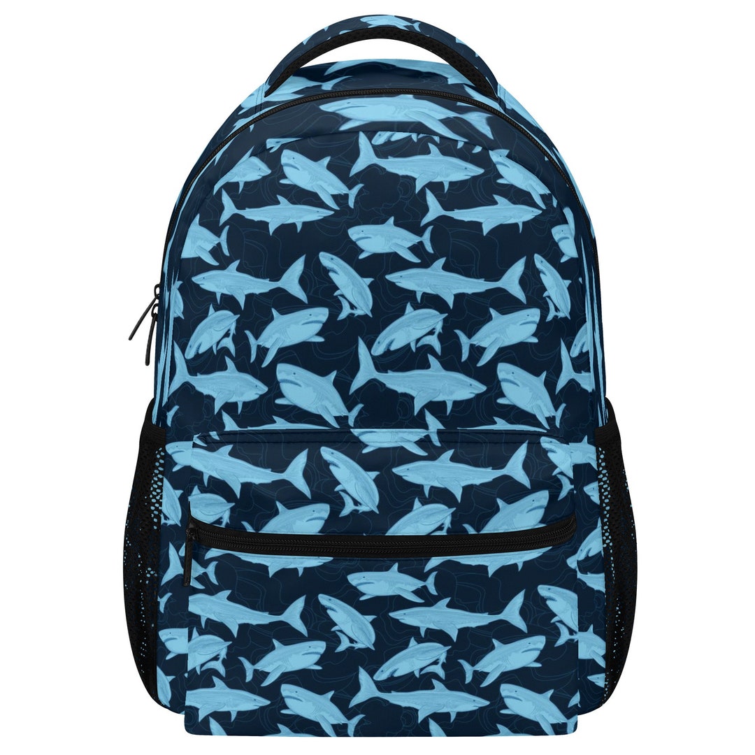 Shark Backpack, Blue Ocean Men Women Kids Gift Him Her School College ...