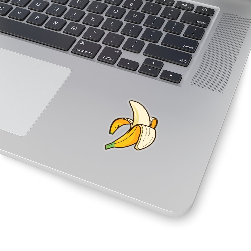 Banana Sticker, Half Peeled Yellow Fruit Food Cute Vinyl Decal Label ...