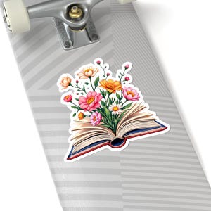 Floral Open Book Sticker Decal, Flowers Reading Library Art Vinyl ...