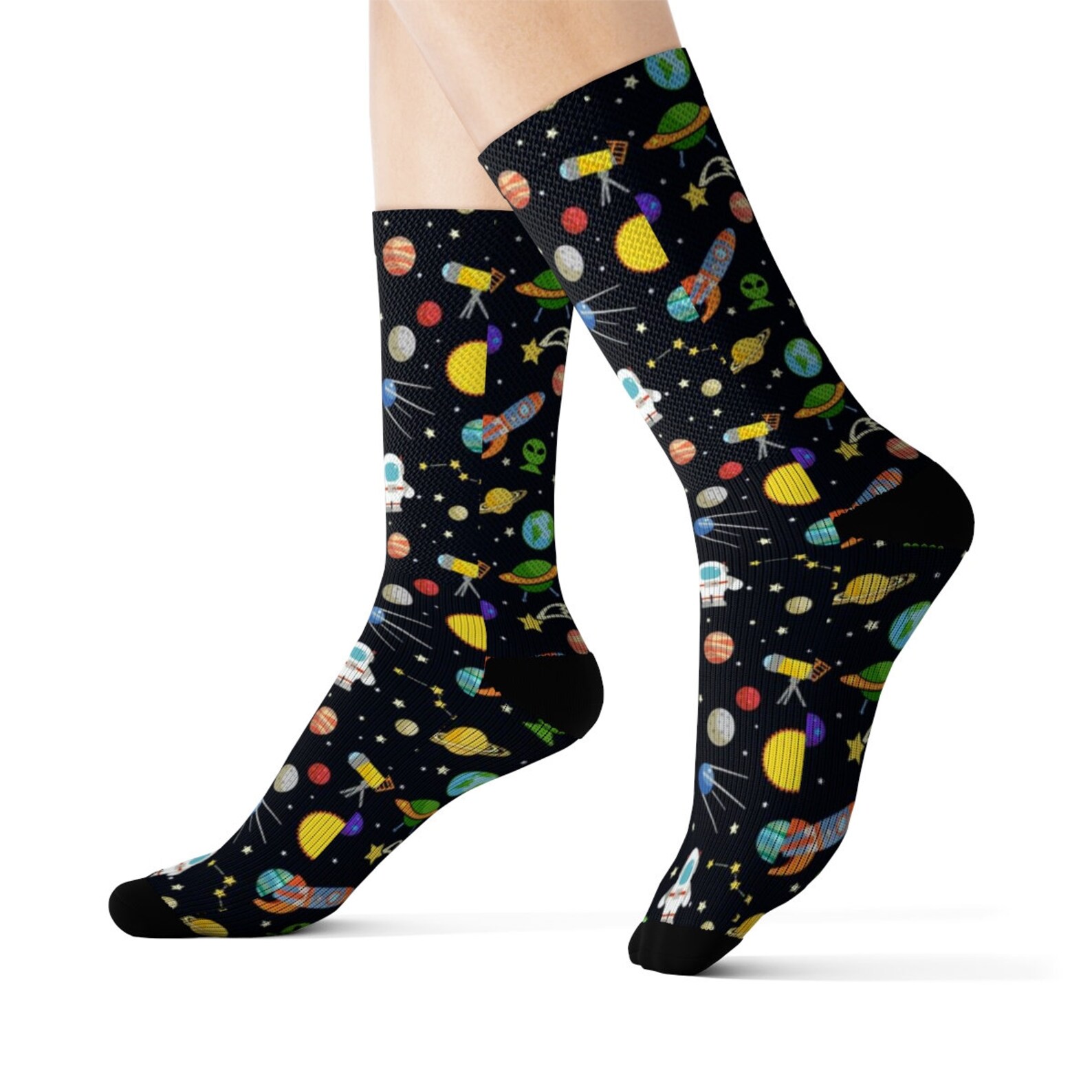 Planet Stars Earth Socks, 3D Sublimation Space Sun Moon Alien Women Men ...