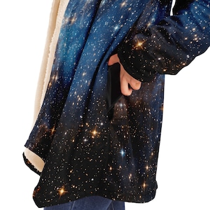 Galaxy Space Hooded Cloak, Stars Celestial Cosmic Universe Blue Men ...