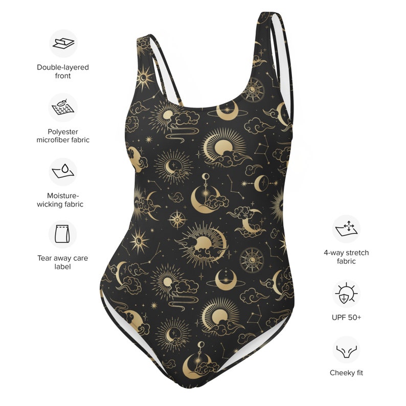 Sun Moon One Piece Swimsuit Women, Celestial Space Constellation Cute ...