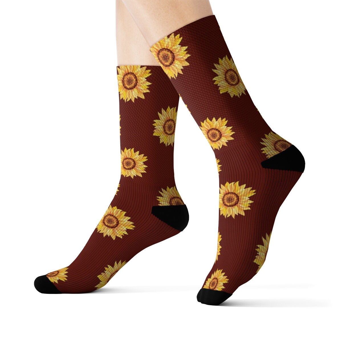 Sunflower Socks, 3D Printed Sublimation, Yellow Flower Floral Women Men ...