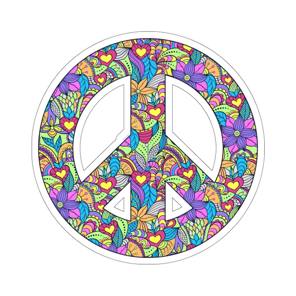 Peace Sign Sticker Colorful Symbol Pacific Artwork Laptop | Etsy