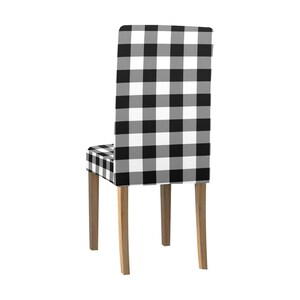 Black White Buffalo Check Dining Chair Seat Covers, Plaid Stretch ...