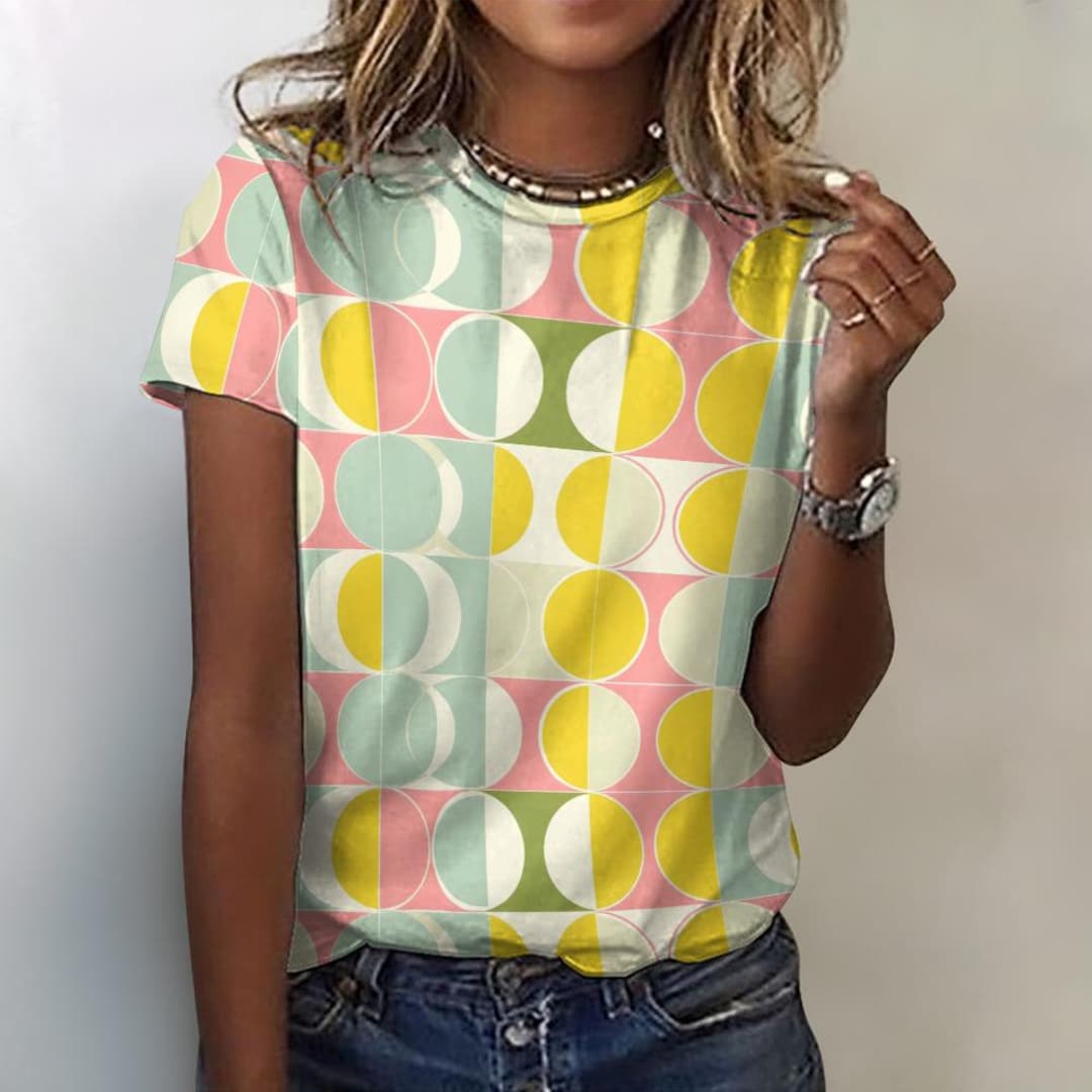 Mid Century Modern Women Cotton Tshirt, Retro Vintage Ladies Female ...