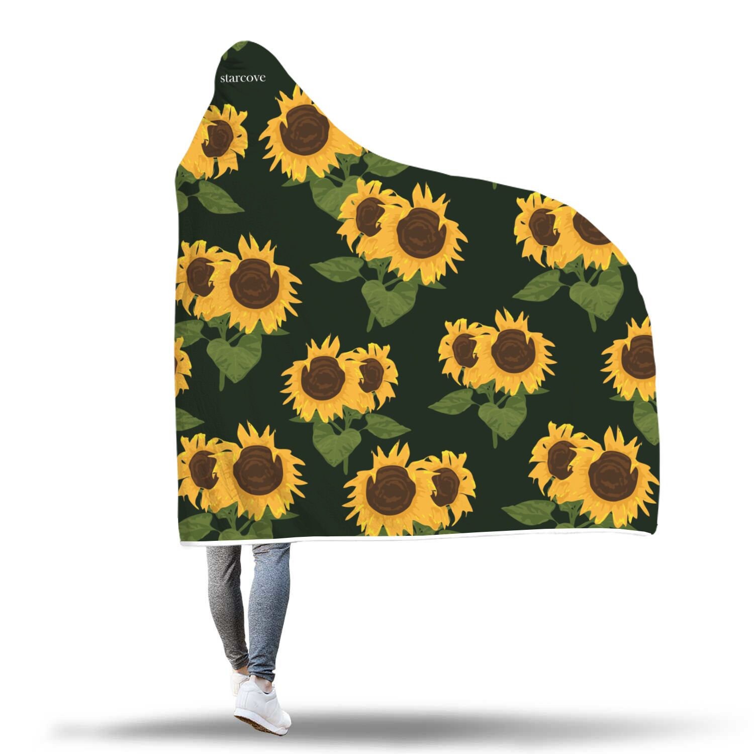 Sunflower Hooded Fleece Blanket Floral Black Soft Cozy Fluffy - Etsy