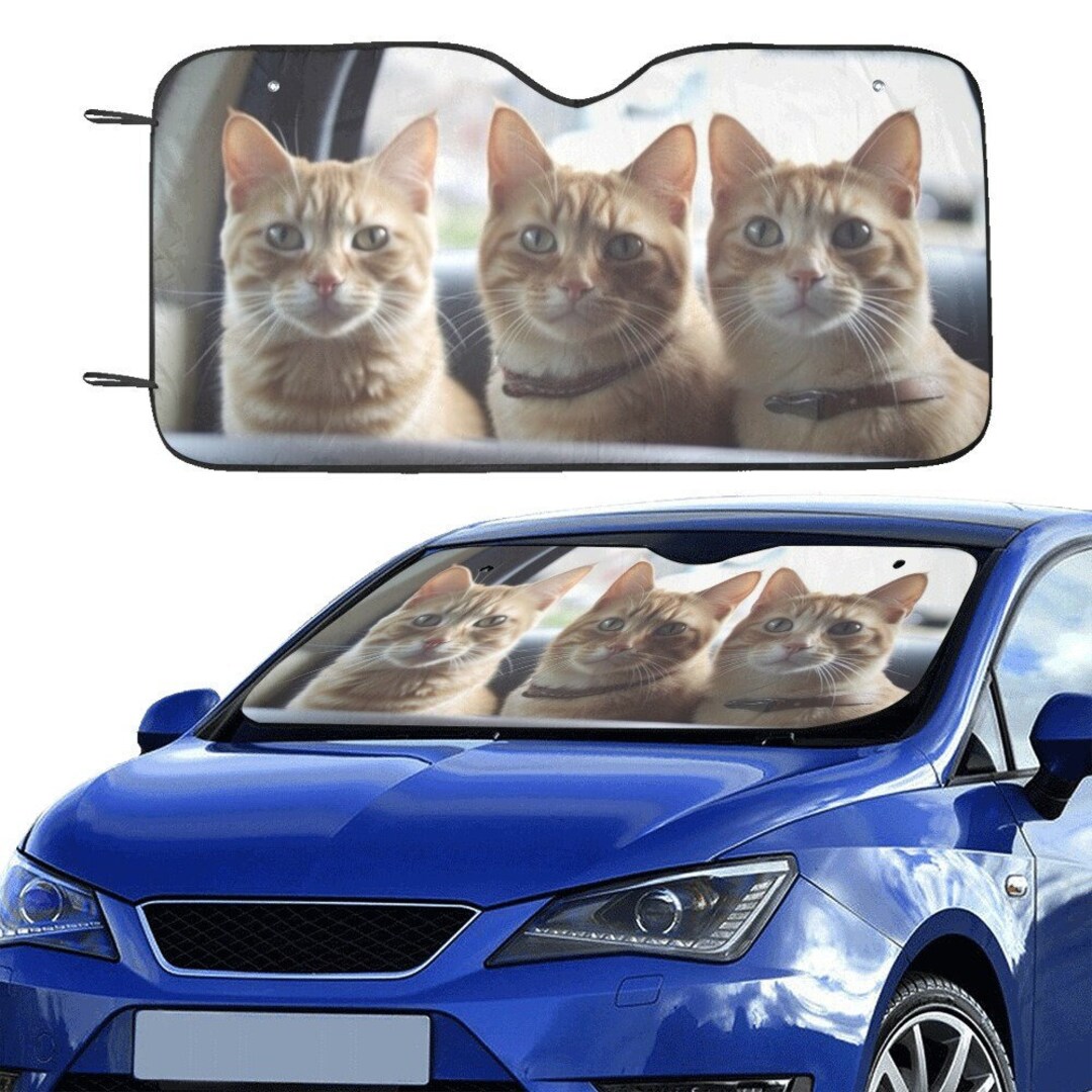 Cats Sunshade, Funny Car Windshield Sun Shade Kitten Shield Blocker ...