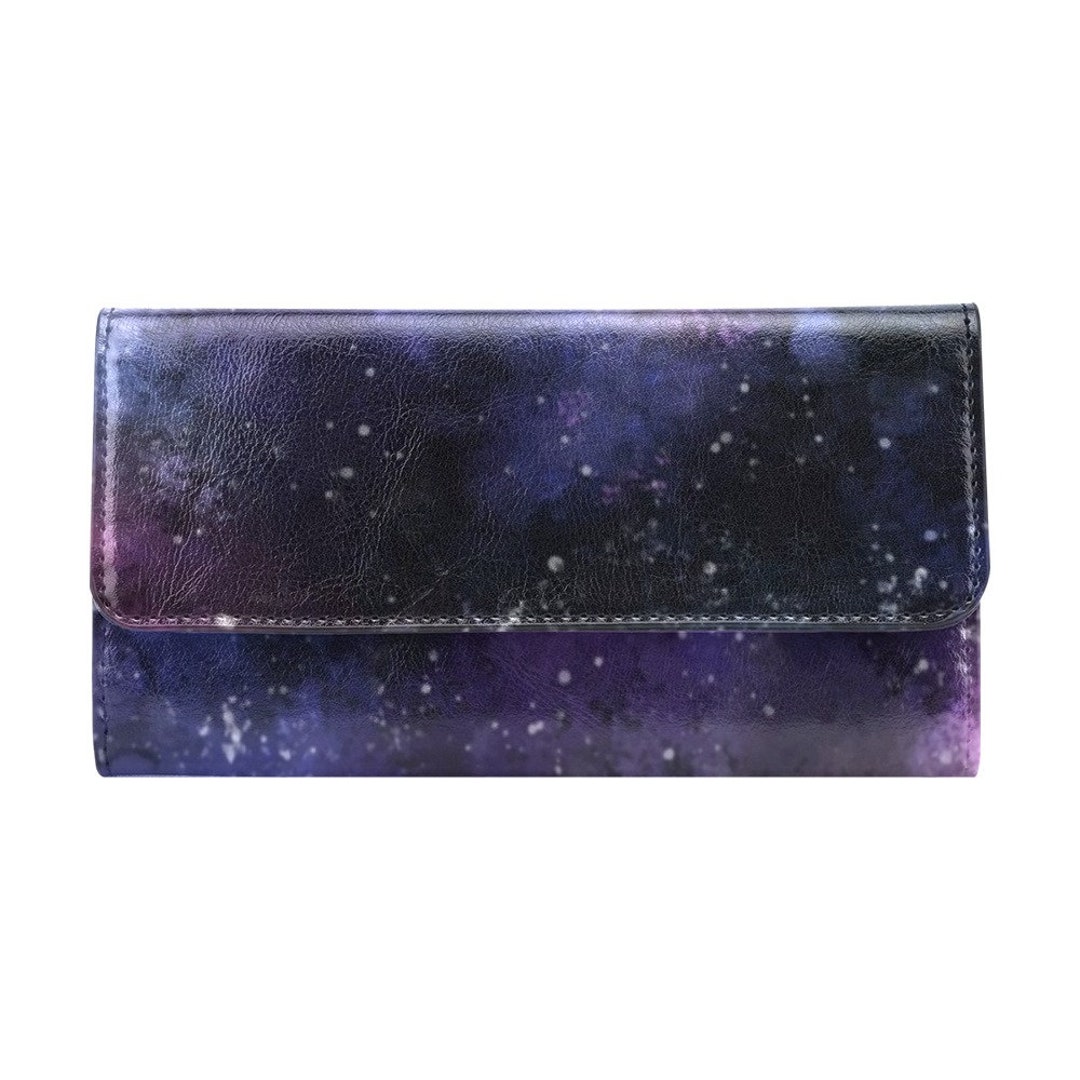 Galaxy Stars Women Trifold Wallet, Purple Universe Space Faux Leather ...
