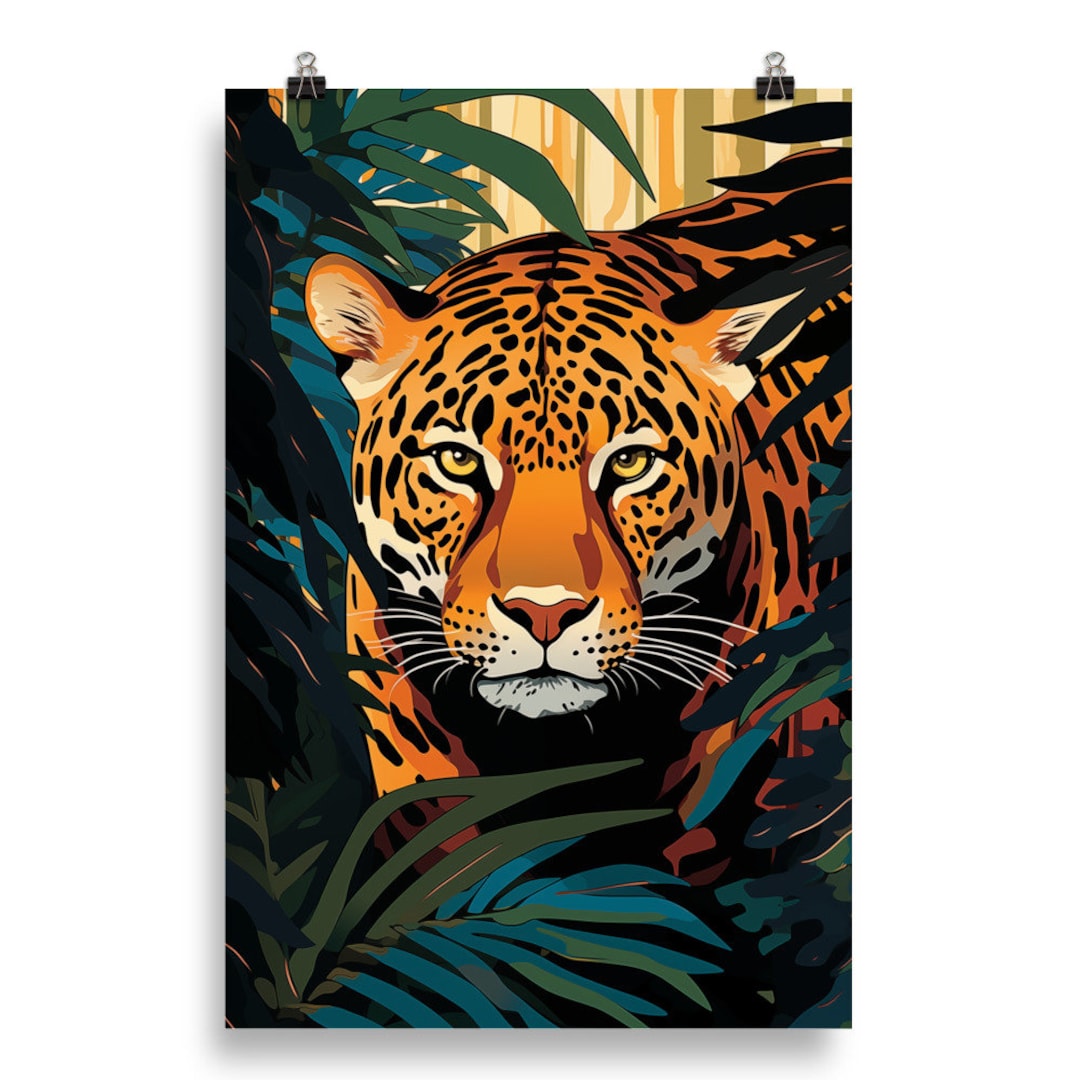 Jaguar Poster Print, Leopard Animal Leopard Forest Wall Art Vertical ...