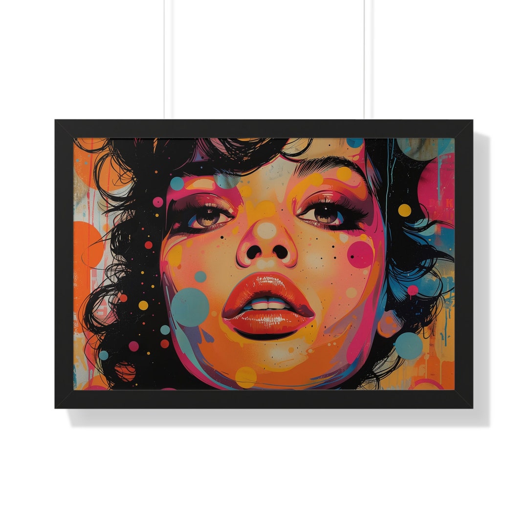 Pop Culture Art Poster and Frame, Woman Retro Vintage Print Wall ...