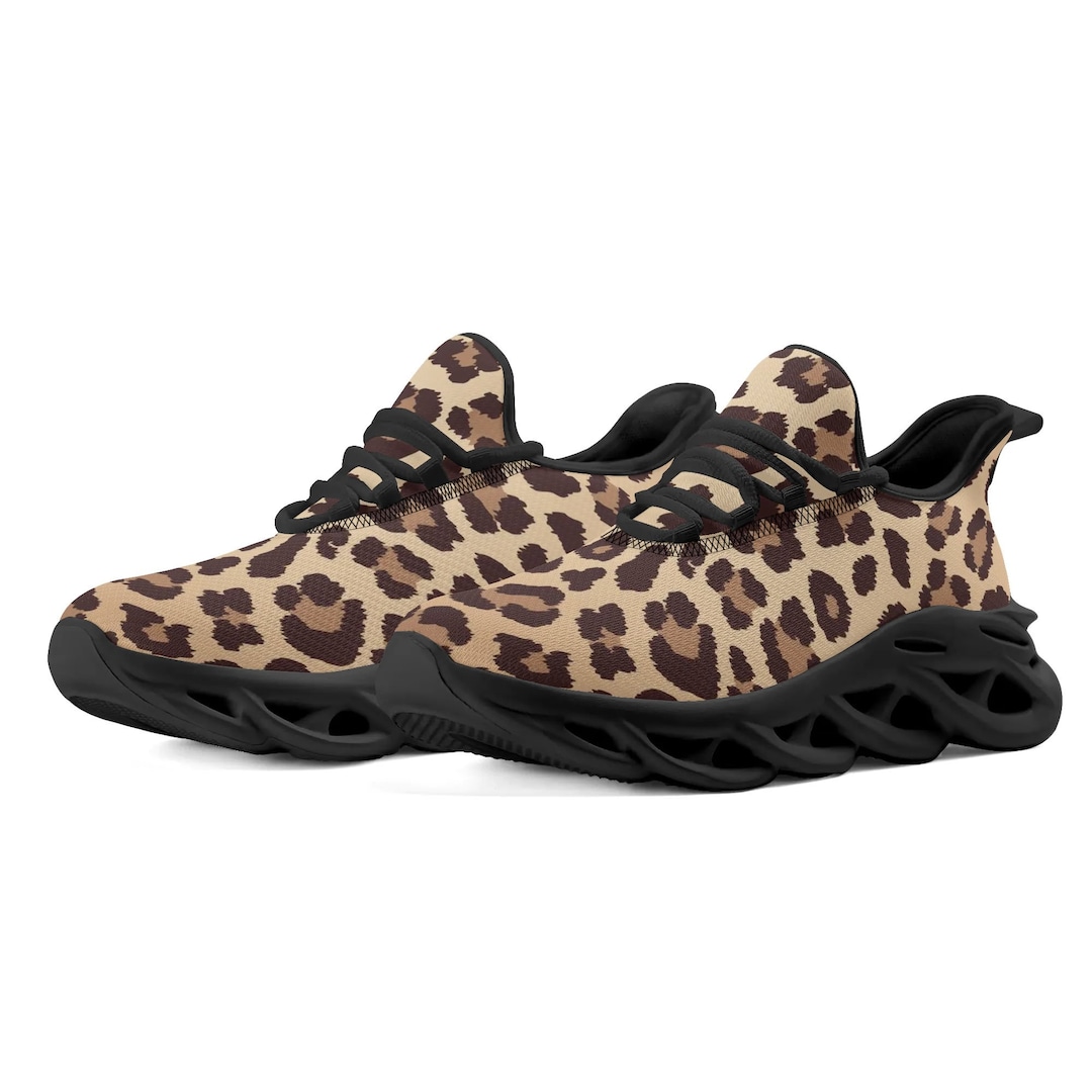 Leopard Women Sneakers, Animal Print Cheetah Bouncing Mesh Ladies ...