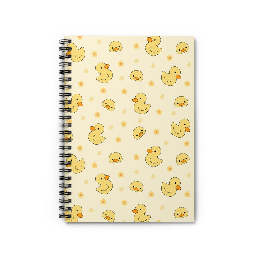 Cute Duck Spiral Notebook, Yellow Animal Pattern Design Journal ...