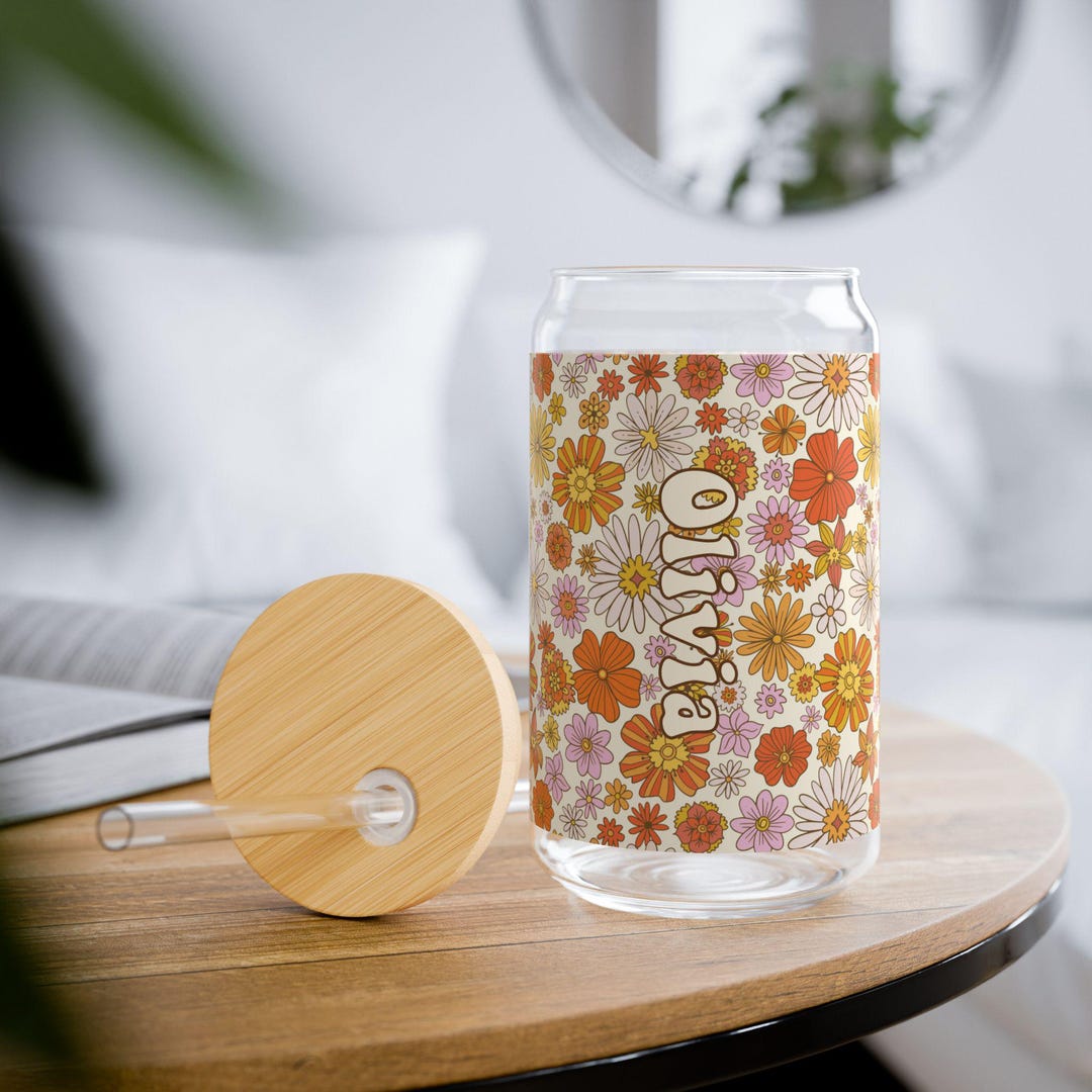 Personalized Sipper Glass With Lid Straw, Custom Name 16oz Tumbler Jar ...