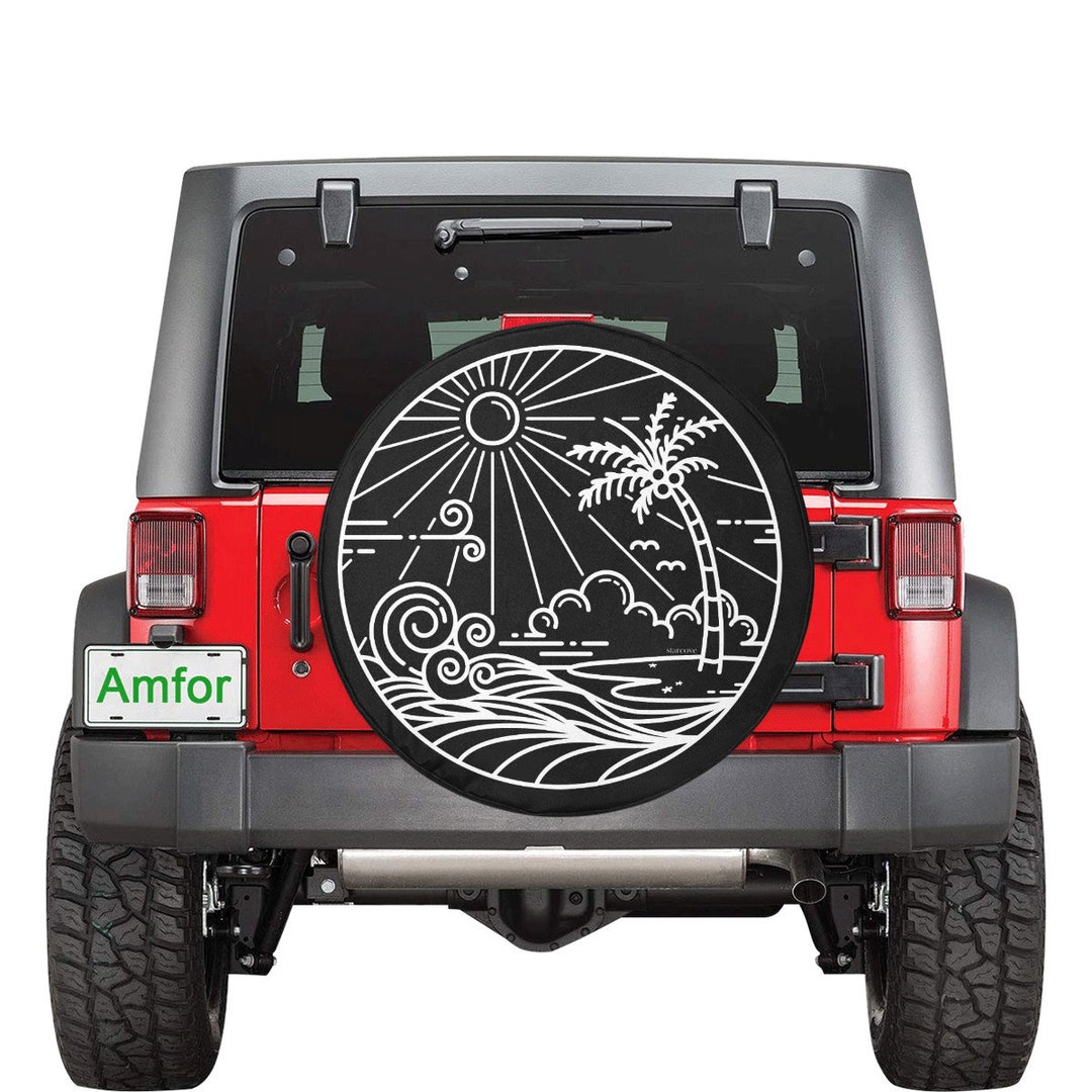 Beach Sun Spare Tire Cover, Backup Camera Hole Wheel Car Accessories ...