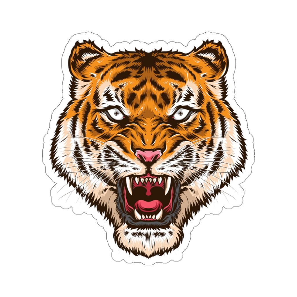 Tiger Head Sticker Angry Animal Big Cat Decal Label Phone - Etsy