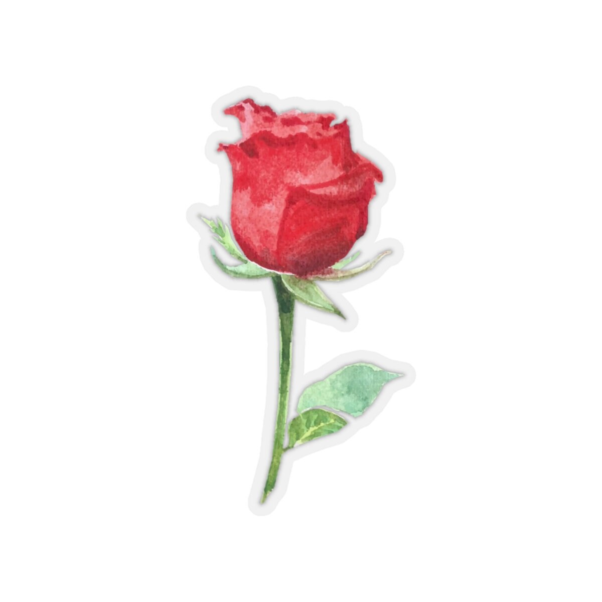 Red Rose Stickers, Watercolor Art Laptop Vinyl Cute Flower Waterproof ...