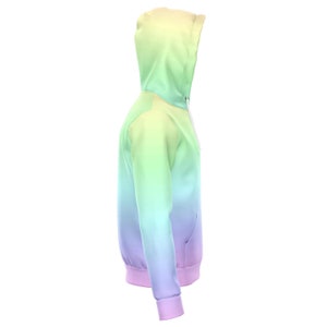 Pastel Rainbow Zipper Hoodie, Tie Dye Hooded Sweatshirt Kawaii Goth ...