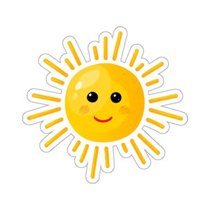 Sun Sticker, Sunshine Sunrays Laptop Decal Vinyl Cute Waterbottle ...