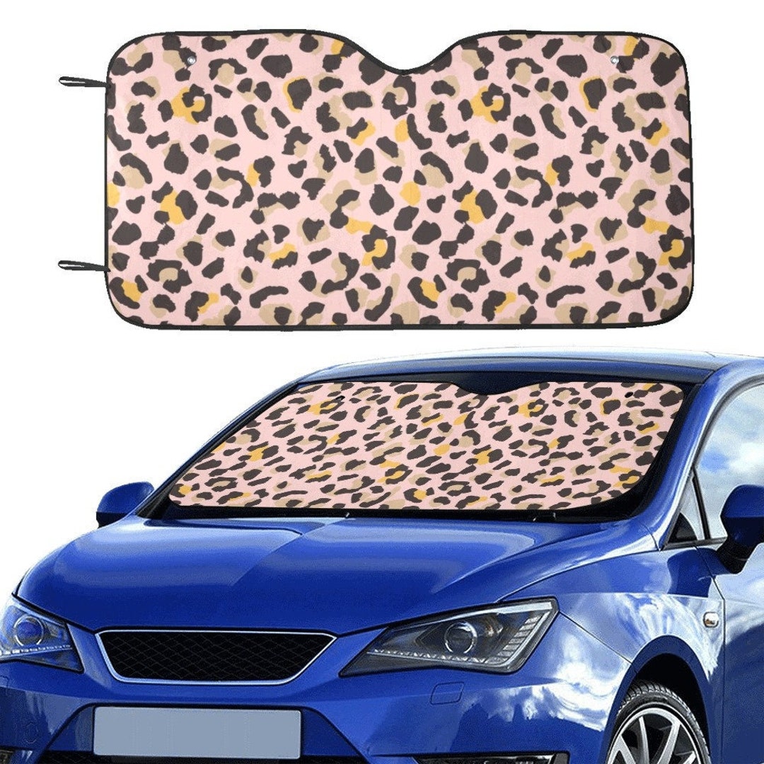 Pink Leopard Print Windshield Sun Shade, Animal Cheetah Car Accessories ...