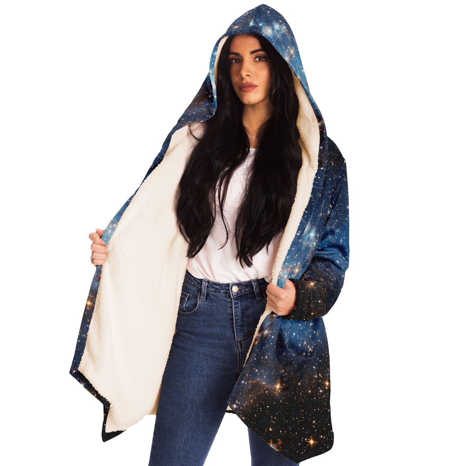 Galaxy Space Hooded Cloak, Stars Celestial Cosmic Universe Blue Men ...
