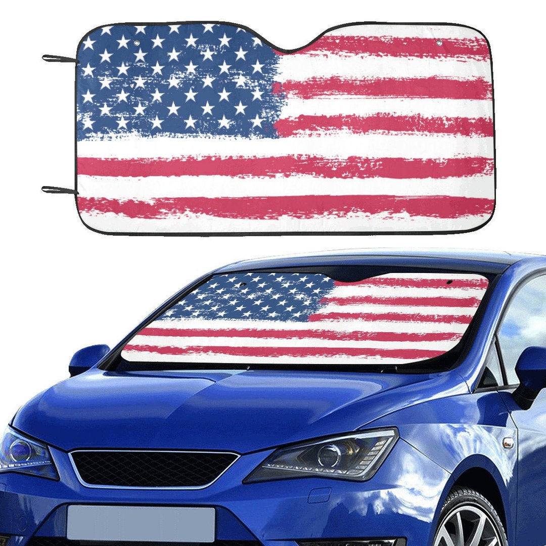 American Flag Windshield Sun Shade, Car Accessories Auto Black White ...