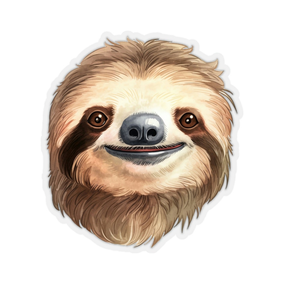 Sloth Head Sticker, Animal Art Laptop Decal Vinyl Cute Waterbottle ...