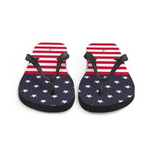 American Flag Flip Flops, Patriotic USA Red White Blue Stars Stripes ...