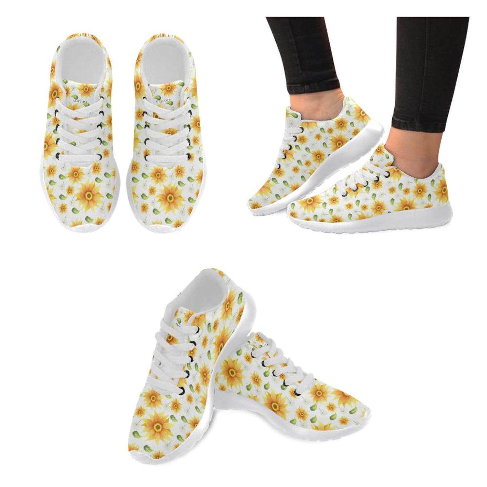Sunflower Shoes, Cute Yellow Flowers Floral Women Sneakers, Dandelion ...
